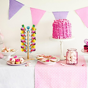 AVLA 2 Pack Wood Cake Pop Stand, 48 Holes Wooden Lollipop Holder, Decorative Candy Table Display Dessert Stand for Wedding, Birthday, Parties, Anniversaries, Sturdy and Easy to Assemble