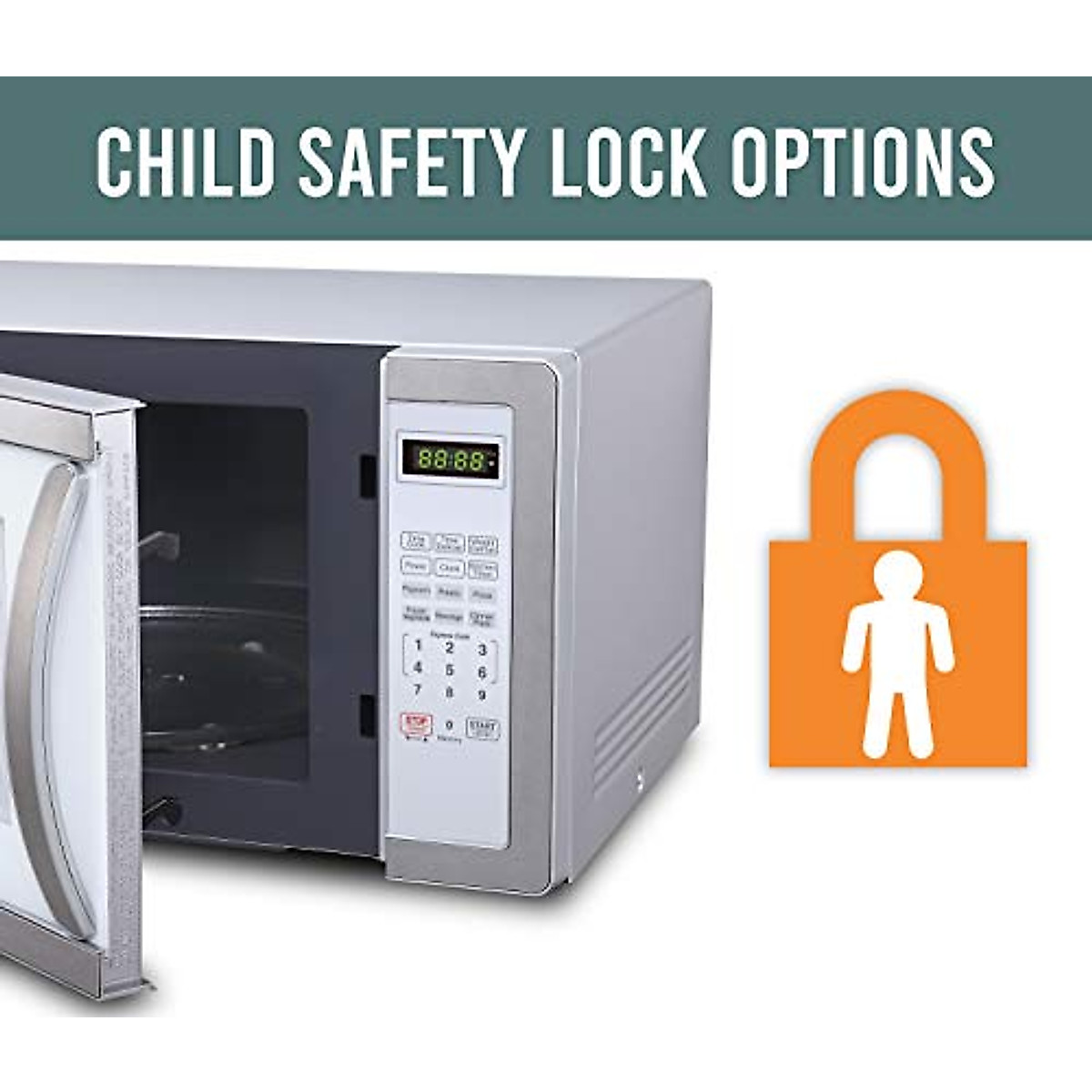 Farberware Countertop Microwave 1000 Watts, 1.1 cu ft - Microwave Oven With LED Lighting and Child Lock - Perfect for Apartments and Dorms - Easy Clean White, Platinum