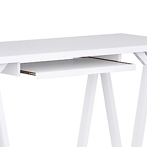 SIMPLIHOME Sawhorse SOLID WOOD Modern Industrial 60 inch Wide Home Office Desk, Writing Table, Workstation, Study Table Furniture in White