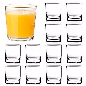 Whiskey Glasses 7oz,QAPPDA Clear Drinking Glasses,Old Fashioned Cockatail Glass Bourbon Glasses,Heavy Base Rocks Glasses For Juice,Beverages,Drinking Shot Glass Liqueue Glass Vodka Glass Cups 12 Pack