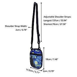 Coloranimal Van Gogh Crossbody Bags for Women Men Oil Painting Starry Night Shoulder Satchel Small Messenger Sling Bags Cellphone Tote Purse