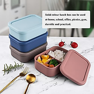 QTECLOR 3 Compartment Silicone Bento Lunch Box for Adult Kids, Food Container Leak-Proof BPA-Free Food Lunch Storage Boxes, Microwave,Dishwasher Safe,Lunch, Snack and Sandwich Food Container