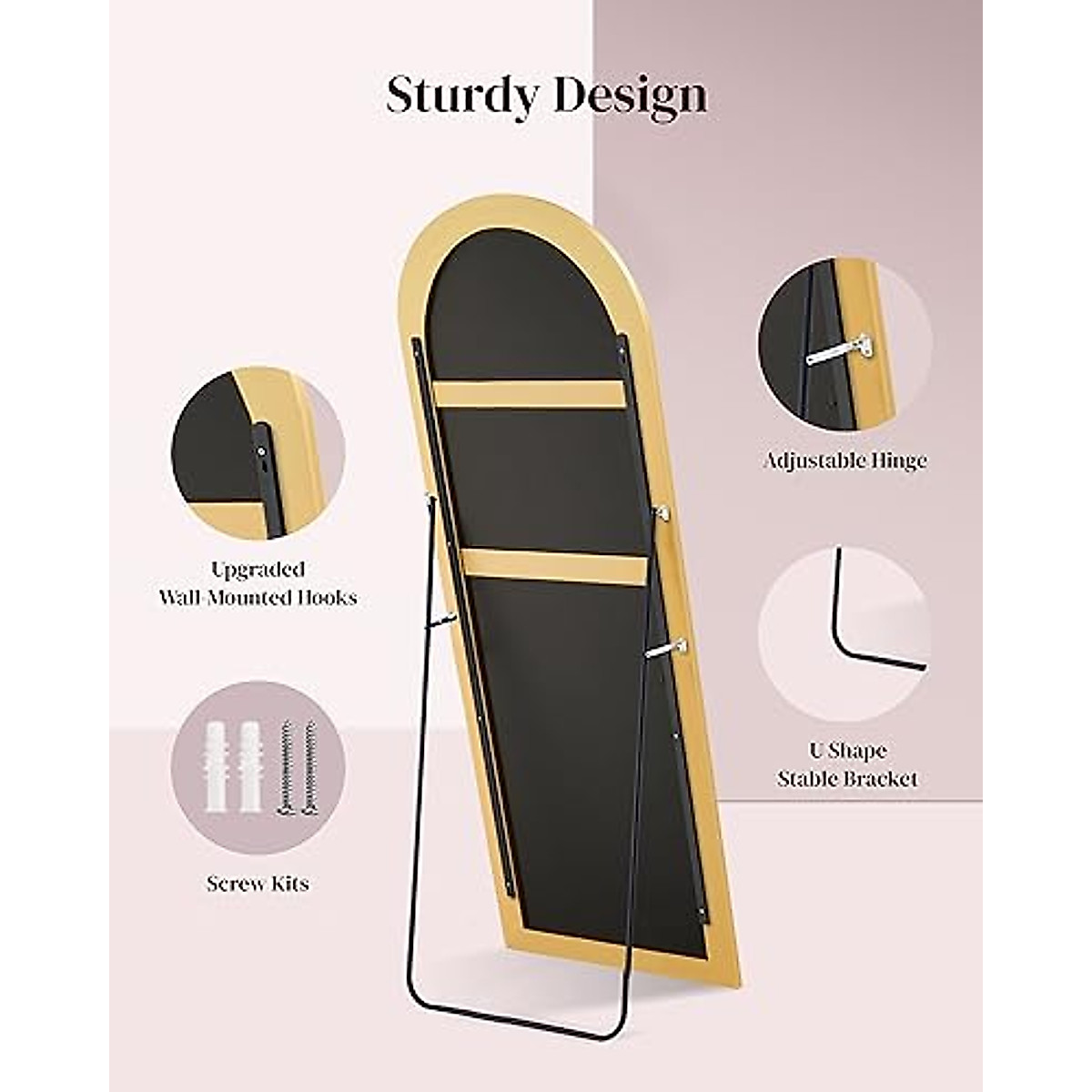 NARCISSUS Full Length Mirror Arched,64"x21",Dressing Mirror,Full Body Mirror Gold