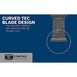 BOSCH OSM114 1-Piece 1-1/4 In. StarlockMax Oscillating Multi Tool Wood Curved-Tec High-Carbon Steel Plunge Cut Blade for Extreme-Duty General-Purpose Applications in Wood