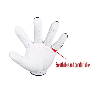 SIMPLE SYMBOL Men's Golf Glove Premium Synthetic Leather,Net Fabric,Stable Grip,Six Pack Value Left Hand Right Hand（Left is Wear on Left Hand,Right is Wear on Right Hand）(Black,S,Left)