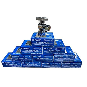 10Pcs EZ-FLUID Heavy Duty 1/2" Angle Stop Valve,1/2" Nom. (5/8"OD) Compression x 3/8"OD Outlet Water Shut Off Valves,1/4 TurnMetal Handle Angle Valve For Water Pipes,For Sink,Toilet,Faucet Valve