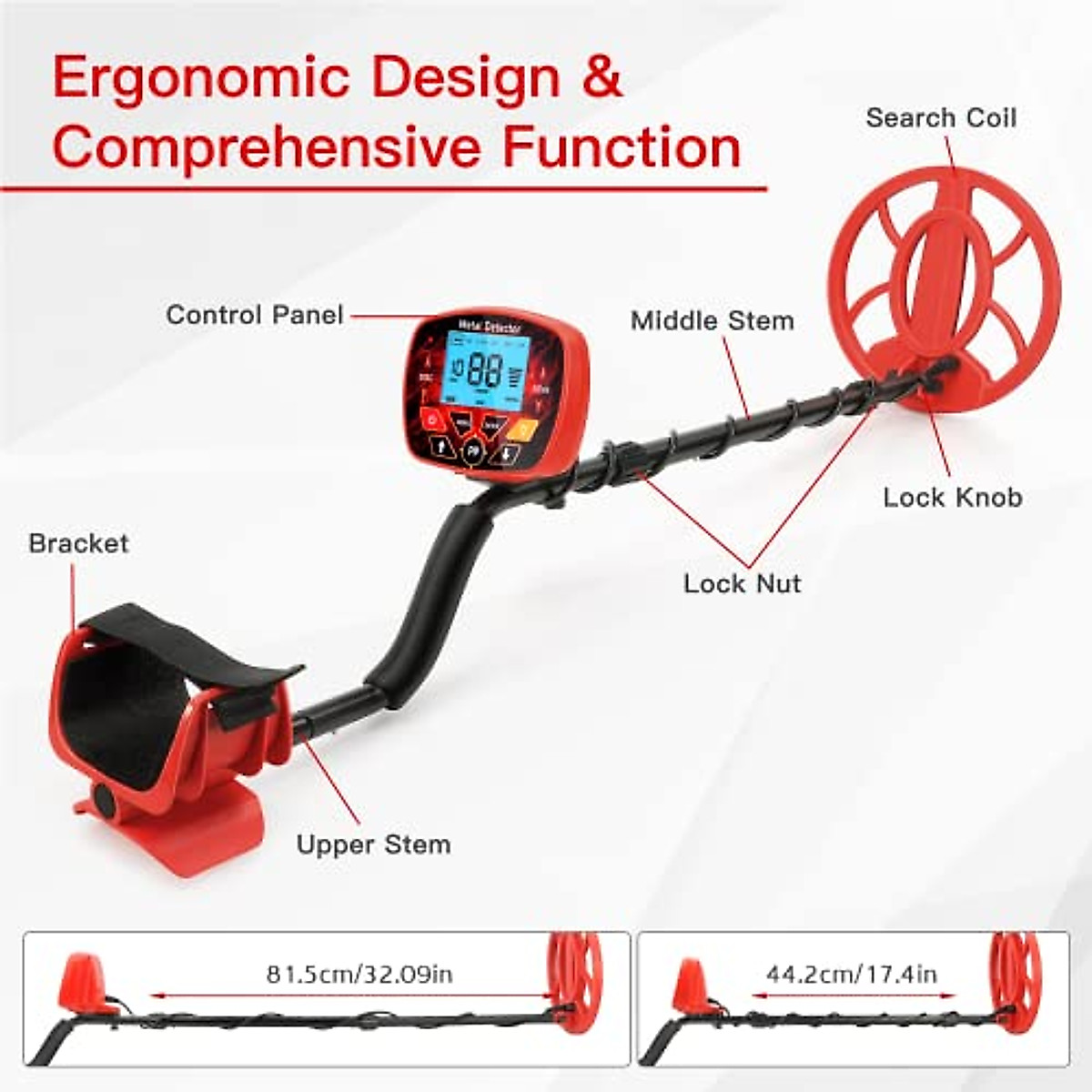 Metal Detectors for Adults Waterproof Professional Higher Accuracy Gold Detector with LCD Display, Advanced DSP Chip 10" Coil Gifts for Men Dad Father