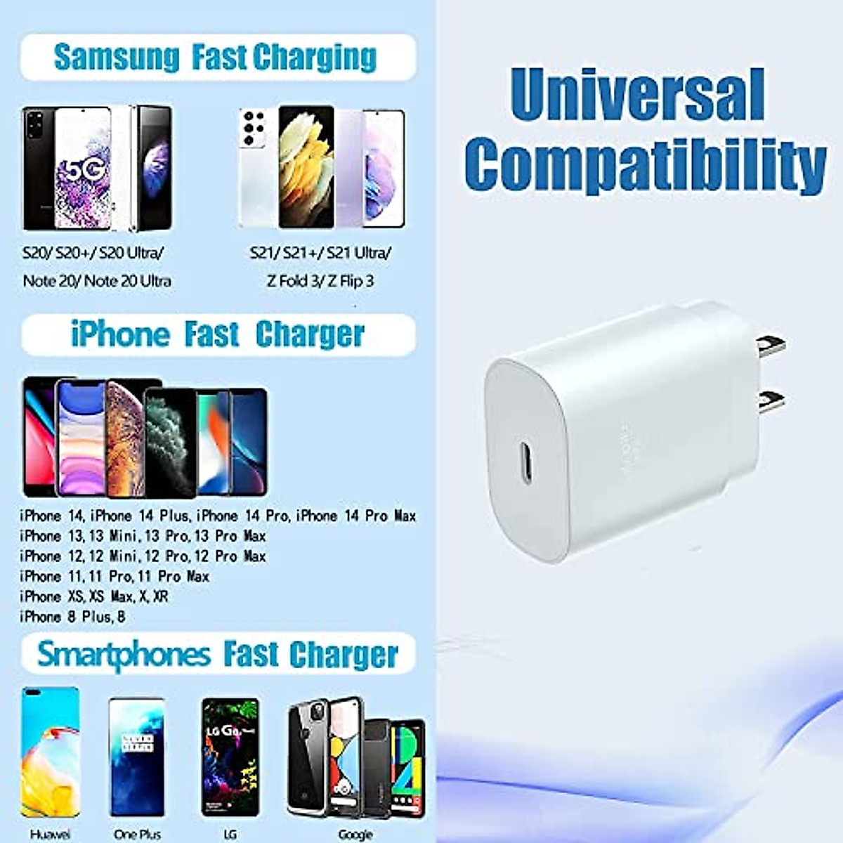 Fast Type C Charger,USB C Charger Block, Fast Samsung Charger Type C Fast Wall Charger 25W PD Adapter Plug Block for Samsung Galaxy S21/S21+/S21Ultra/Z Fold 3/Z Flip 3/Note 20/iPhone 13/13 Pro/12/iPad