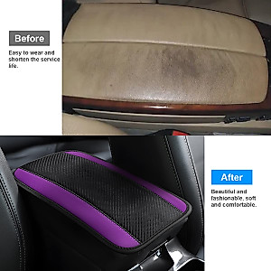 8sanlione Car Center Console Cover, 12.6"x7.5" PU Leather Car Armrest Cover Universal Waterproof Center Console Pad, Car Accessories Interior Protection for Cars, Vehicles, SUVs (Purple)