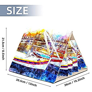 RATGDN Small Pet Hideout Boats Fishing Sea Art Watercolor Hamster House Guinea Pig Playhouse for Dwarf Rabbits Hedgehogs Chinchillas