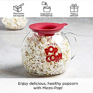 Ecolution EKPCM-0025 Micro-Pop Popper, Glass Microwave Popcorn Maker with Dual Function Lid, 3 Qt