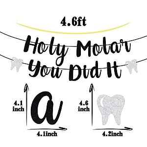 Black Glitter Holy Molar You Did It Banner, Future Dentist/Class of 2025/Congrats Dentist, 2025 Dental School Graduation Party Decorations Supplies