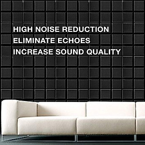 Fstop Labs Acoustic Panels 2" X 12" X 12" Acoustic Foam Panels, Beveled 9 Block Tiles, Sound Panels wedges Soundproof Foam Sound Insulation Absorbing (12 Pack, Black)