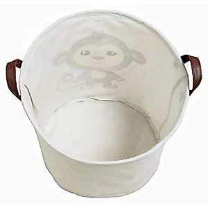 BOOHIT Storage Baskets,Canvas Fabric Laundry Hamper-Collapsible Storage Bin with Handles,Toy Organizer Bin for Kid's Room,Office,Nursery Hamper, Home Decor (Cute monkey)