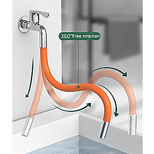 Faucet Extension Tubes Flexible for Kitchen Sink 360 Degrees Flexible Leader Hose 720 Degree Fixation in any Position Faucet Aerator Extension Device Sink Faucet Sprayer Attachment Faucet Hose (50cm)