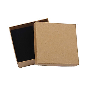 12 Packs Kraft Paper Jewelry and Retail Boxes, 2.76 x 2.76 x 1.18-inches, Mache Earring Pendant Necklace Boxes, Square Cardboard Jewelry Boxes(Brown)