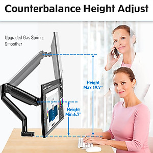 MOUNTUP Heavy Duty Single Monitor Stand Mount, with Desk Reinforcement Plate - Monitor Desk Clamp Mount for Max 35" Ultrawide Computer Screens up to 26 lbs, Computer Monitor Arm