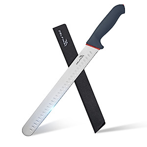 DELFINA 12 Inch Brisket Slicing Knife W/Sheath & SoftGrip Handle, Ultra Sharp Premium Carving Slicing Knife For Meat Cutting, Great for Slicing Roasts, Meats, Fruits and Vegetables