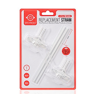 GROSMIMI PPSU Spill Proof Magic Sippy Cup 10 oz (Sky Blue) + Replacements (Straw kit 2-counts, Stage 1)