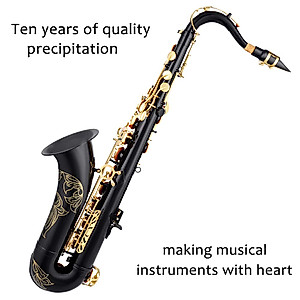 EASTROCK Tenor Saxophone Black/Golden B Flat Tenor Sax Professional Tenor Saxophone for Beginners Students Kids and Musicians with Carrying Case,Mouthpiece,Reeds,Cushion Pads,Cleaning Kit,Neck Strap