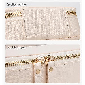 LETGO Clear Makeup Bags Set - TSA Approved Toiletry Bag with Handle Large Opening, Clear Toiletry Bags Case Pouch for Traveling Travel Car Orangizer Storage Essentials(Mini+Large Beige)