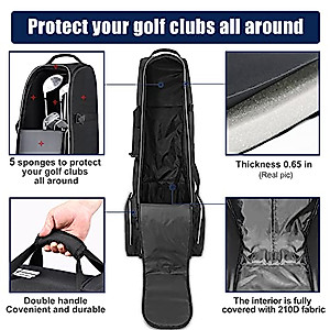 Partage Golf Travel Bag with Wheels,Golf Travel Case for Airlines, 600D Heavy Duty Oxford -Black