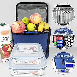 yuzerfortalbe Lunch Bag For Women Adults ，Insulated Lunch Box Leakproof Reusable Lunch Bag With Removable Adjustable Shoulder For Work Picnic School Travel 15 Can (8.5L) Blue