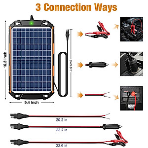 GROPOW 10W 12V Solar Battery Trickle Charger Maintiner, Built-in Smart MPPT Charge Cntroller, Waterproof 10 Watt 12 Volt Solar Panel Charging Kits for Car Auto Boat Marine RV Trailer Motorcycle, etc