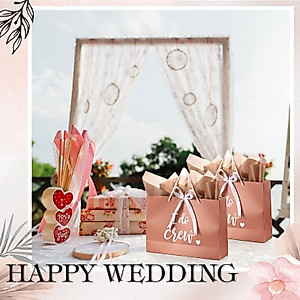 8 Pcs Bridesmaid Gift Bags I Do Crew Wedding Gifts Bags with Tissue Paper Ribbon for Wedding Day Bachelorette Party Bridal Party Favor Team Bride Bridal Shower Gift Bag, Rose Gold