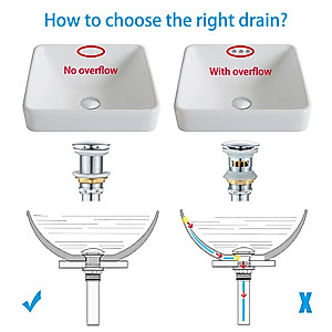 Bathroom Sink Drain Without Overflow with Strainer Basket Detachable Vessel Sink Lavatory Vanity Pop Up Drain Stopper Polished Chrome