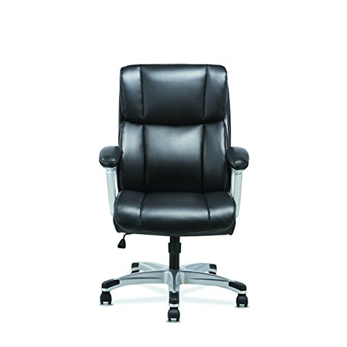 Sadie Executive Computer Chair- Fixed Arms for Office Desk, Black Leather (HVST315)