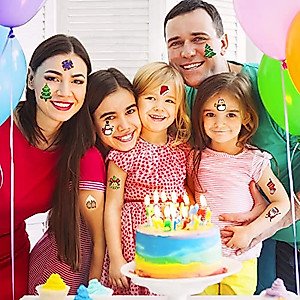 Qpout 12 Sheets Christmas Temporary Tattoos Christmas Tattoos Stickers Stocking Gift Stuffers for Kids Girls Boys Xmas Eve Christmas Party Favors Supplies Decorations