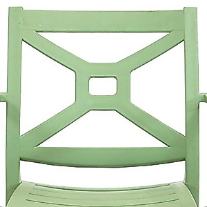 Sunnydaze Tristana Plastic Outdoor Patio Arm Chair - Set of 2 - Outdoor Furniture for Porch, Deck, Balcony, Lawn, Backyard, Garden and Sunroom - Stackable Seating - Green