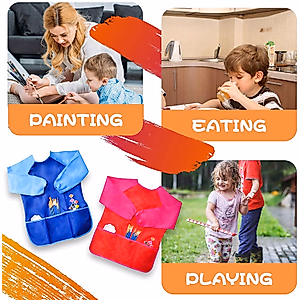 Elcimri Kids Art Smocks,Artist Painting Aprons Long Sleeve,Painting Smock,Toddler Painting Apron with 3 Pockets,Art Painting Supplies