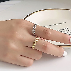 Honsny 11PCS Adjustable Stackable Rings for Women, Silver Gold Knuckle Rings Set Joint Finger Rings Pack Cute Rings for Teen Women