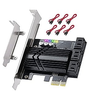 PCIe x1 SATA Card 6 Port, SATA 3.0 Controller Expansion Card with 6 SATA Cables & Low Profile Bracket,SATA III PCIE Gen3 Adapter(6Gbps) ASM1166 Chip, Plug and Play on Windows, MAC OS, Linux System