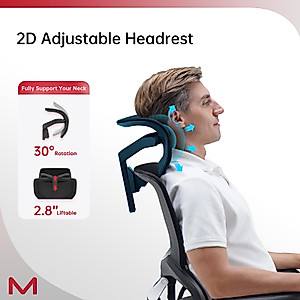 Motostuhl Q3-MT Ergonomic Office Chair with Footrest Home Office Ergonomic Chair with Soft Rubber Lumbar Support Extra Large 2D Headrest & 3D Armrest 140° Tilting Mesh Computer Chair