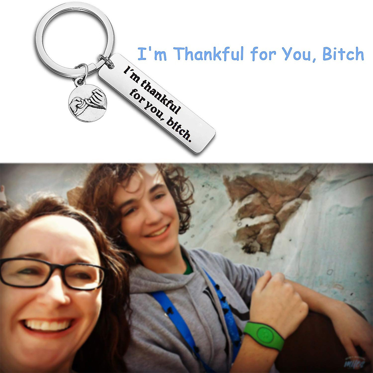 Lywjyb Birdgot Best Friend Gift Funny Friends Keychain I'm Thankful For You Bitch Friendship Keychain Gift (Thankful For You Bitch)