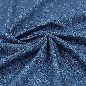 MasterFAB Cotton Fabric by The Yard for Sewing DIY Crafting Fashion Design Printed Floral Washable Cloth Bundles Voile;Full Width cuttable39 x 55inches (100x140cm) (Gray-Blue Spring Flowers)