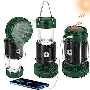 BUGPASS 3 in 1 Portable Lantern - Collapsible Lightweight Camping Lantern for Power Outages Solar Flashlight Survival Kits for Indoor Outdoor Tent Home Emergency Essentials Hiking