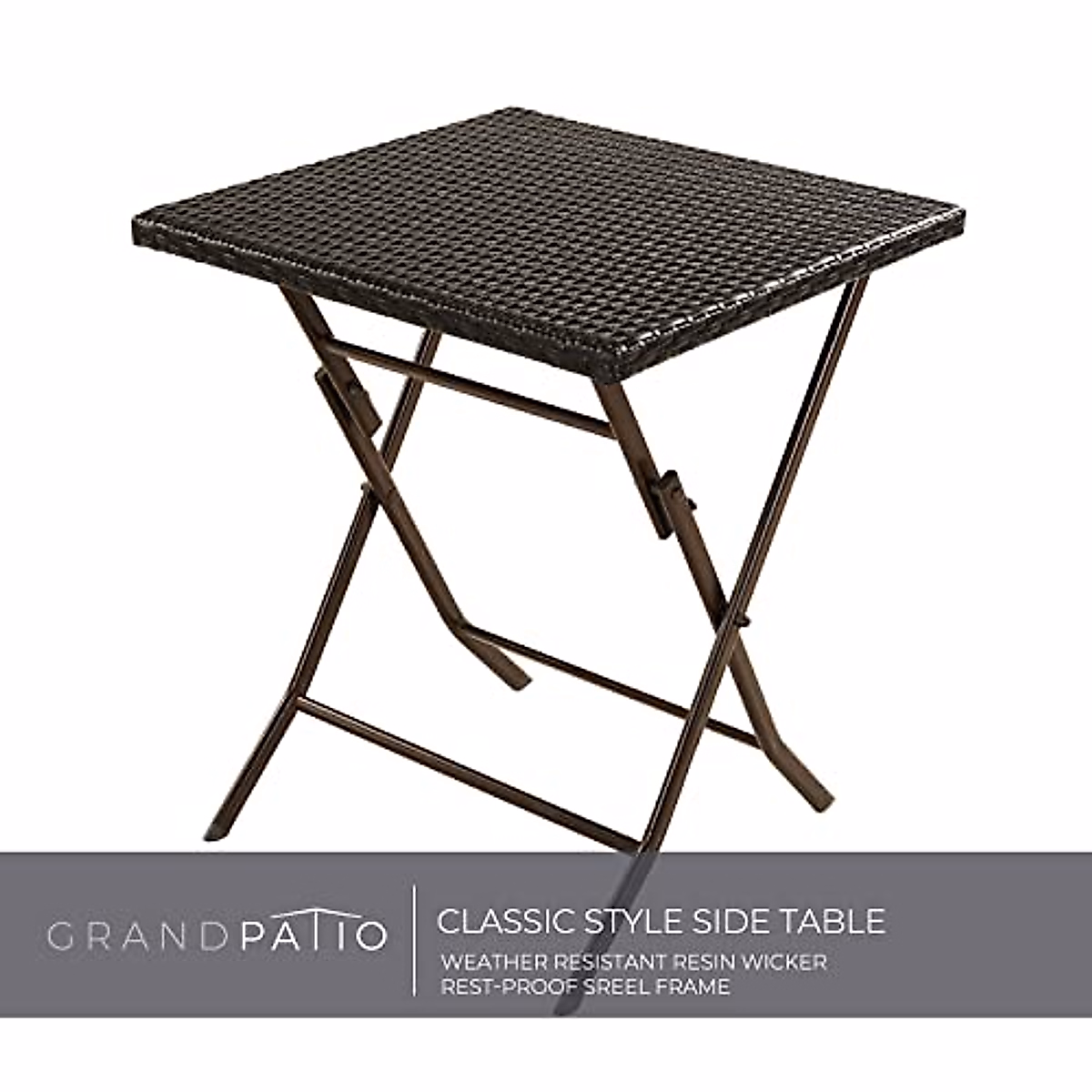 Grand patio Parma Rattan Patio Bistro Set, Weather Resistant Outdoor Furniture Sets with Rust-Proof Steel Frames, 3 Piece Bistro Set of Foldable Garden Table and Chairs, Brown