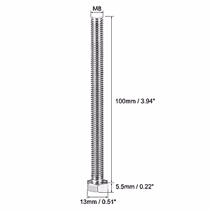 uxcell M8x100mm Hex Bolts 304 Stainless Steel Hexagon Screw Bolt 4pcs