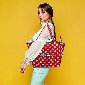 Coopay Yarn Storage Tote Knitting Bag, Large Capacity Yarn Organizer with Oxford Fabric, Crochet Bag Knitting Basket for Unfinished Project, Knitting Needles, Crochet Hook, Skeins of Yarn (Bag Only)