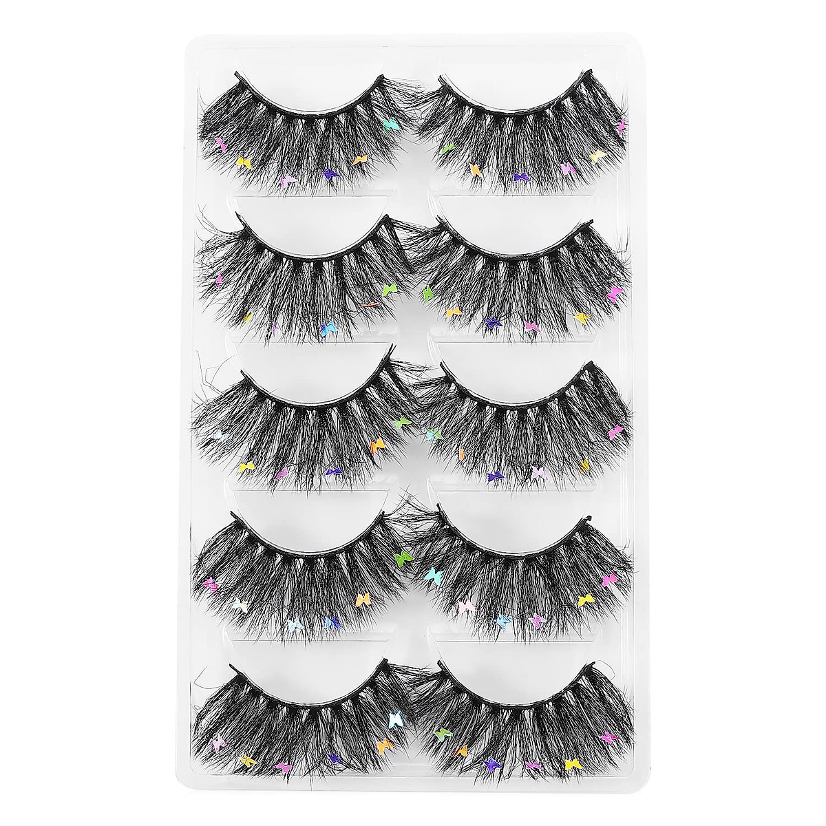 gootrades Butterfly Lashes Rainbow Flutter Splashes False Eyelashes,20mm Handmade 3D Faux Mink Hair Wispy Fluffy Lash for Daily Halloween Cosplay Costume Eyelashes (5 Pairs)
