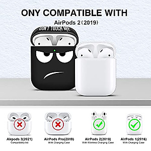 Youtec for Airpods Case, Don't Touch Me for Airpods Cover with Keychain Soft Cute Shockproof Cover for Women Men Compatible with for Airpods 2/1 Charging Case -Black