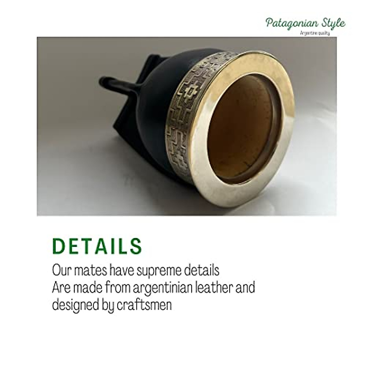 Genérico Mate Imperial Argentino Kit Mate (copa mate) y Bombilla de acero inoxidable, Mate de Calabaza, envuelto Cuero Hecho a Mano, incluye un Packing premium