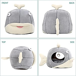 Cat Beds for Indoor Cats - Cat Bed Cave with Removable Washable Cushioned Pillow, Calming Cozy Soft Cat Cave, Cute Friendly Dolphin Cat Houses for Indoor Cats No Deformation Pet Bed, M
