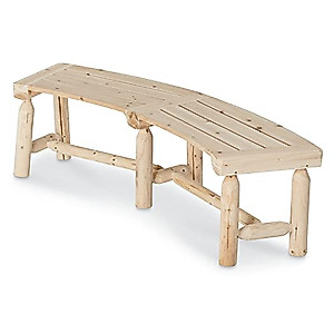 CASTLECREEK Curved Fire Pit Bench, Wood Log Bench Seat, Outdoor, Backyard, Rustic