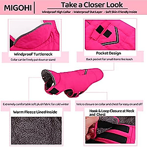 MIGOHI Warm Dog Coat, Winter Dog Jacket for Cold Weather, Reflective Windproof Dog Fleece Vest Thick Dog Apparel with Leash Hole and Furry Collar for Puppy Small Medium Large Dogs, Pink XS