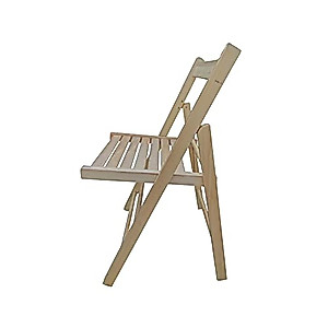 CIATRE Set of 2 Comfy Solid Wood Folding Chairs with Slatted Seat and Open Back - Fully Assembled for Indoor/Outdoor Events (Natural)